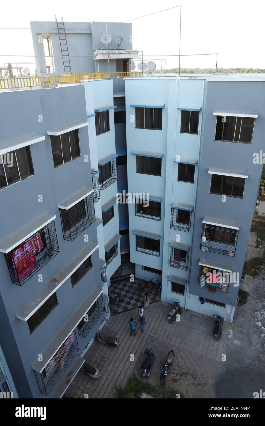 Arial view of a ready to stay building with 4 floors and 1 ground floor ...