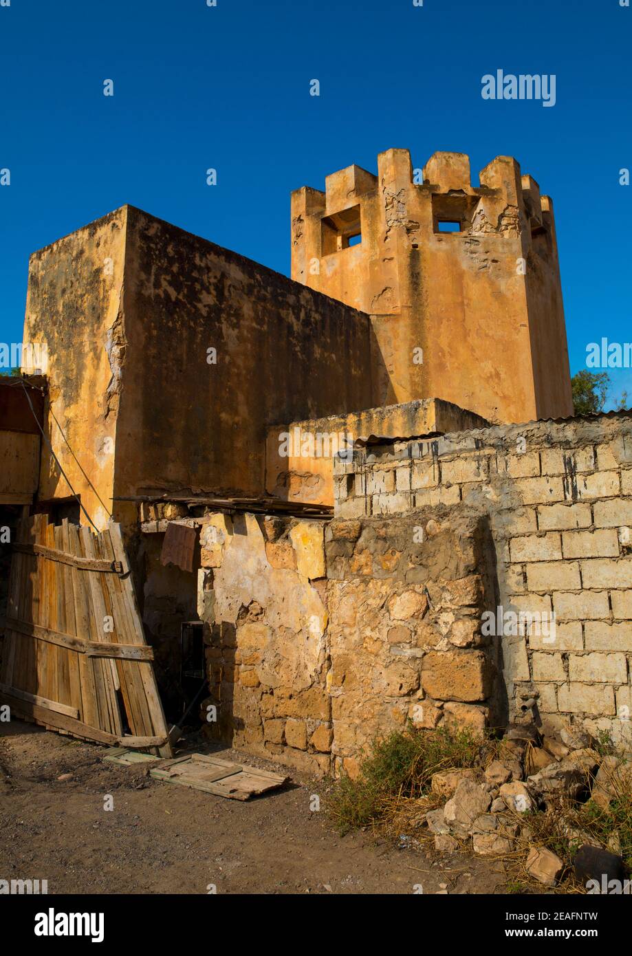 Old italian colonial building, Cyrenaica, Ptolemais, Libya Stock Photo ...