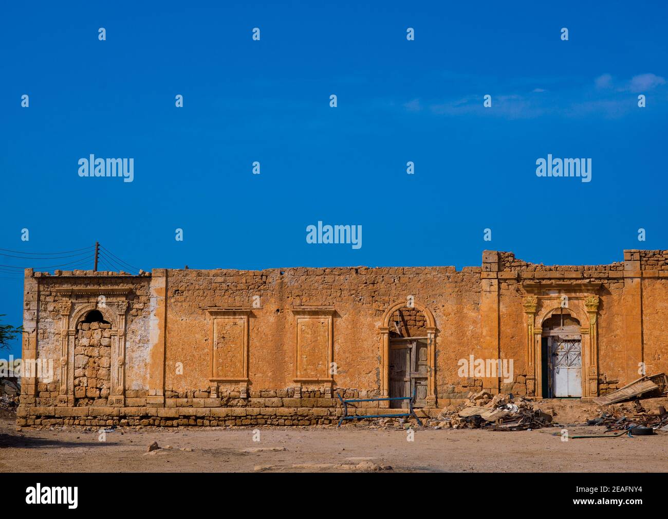 Old italian colonial building, Cyrenaica, Ptolemais, Libya Stock Photo ...