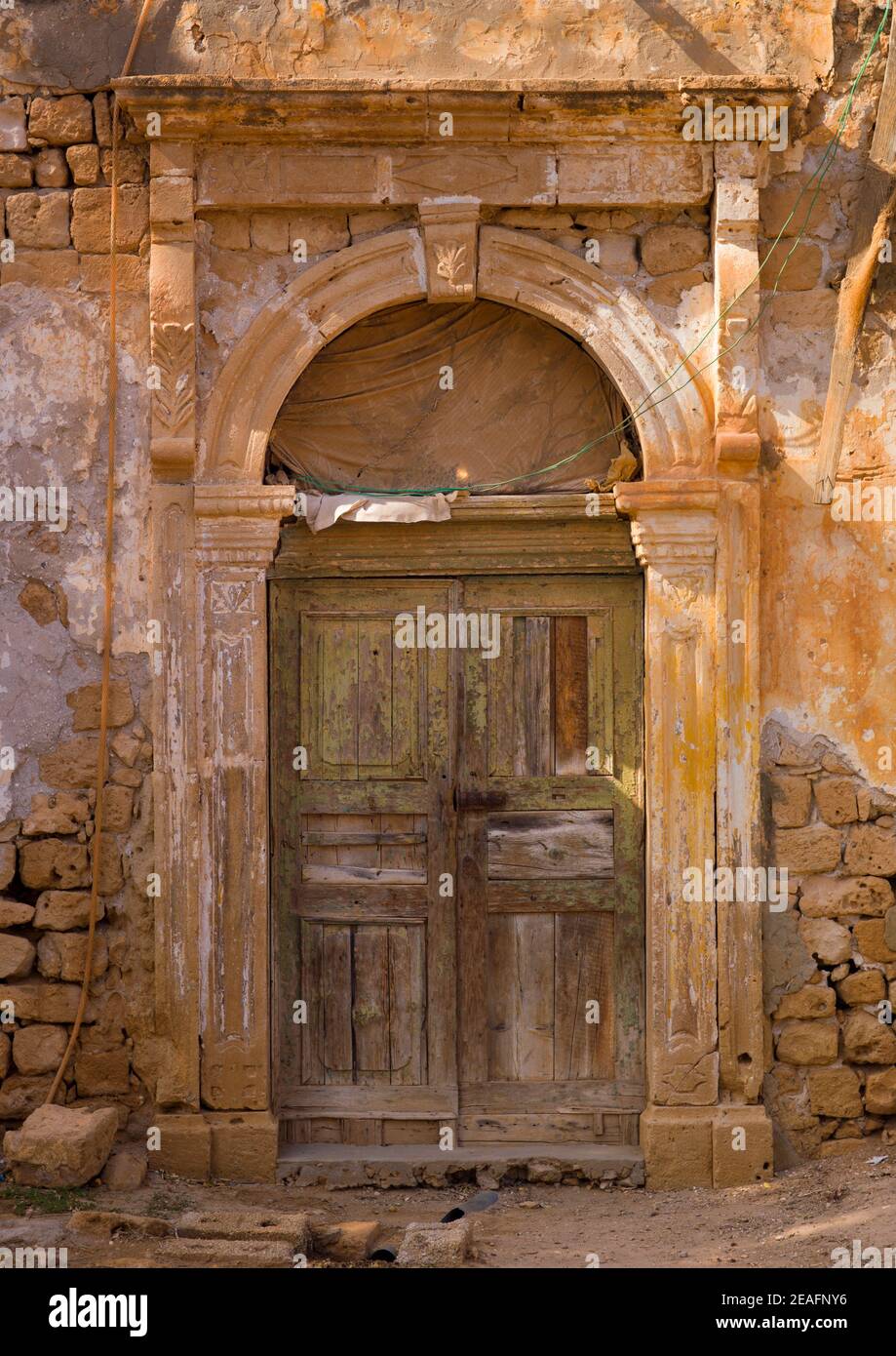 Old italian colonial building, Cyrenaica, Ptolemais, Libya Stock Photo ...