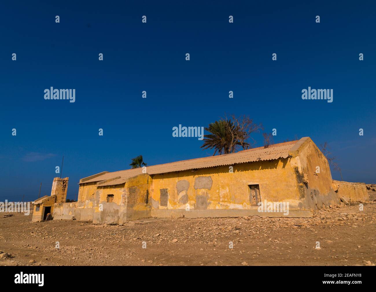 Old italian colonial building, Cyrenaica, Ptolemais, Libya Stock Photo ...