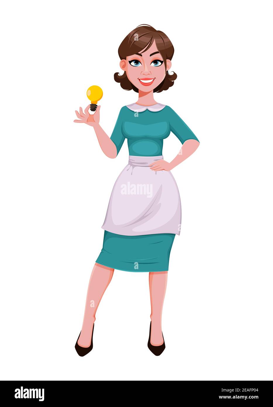 Young cheerful housekeeper, mother, beautiful successful woman ...