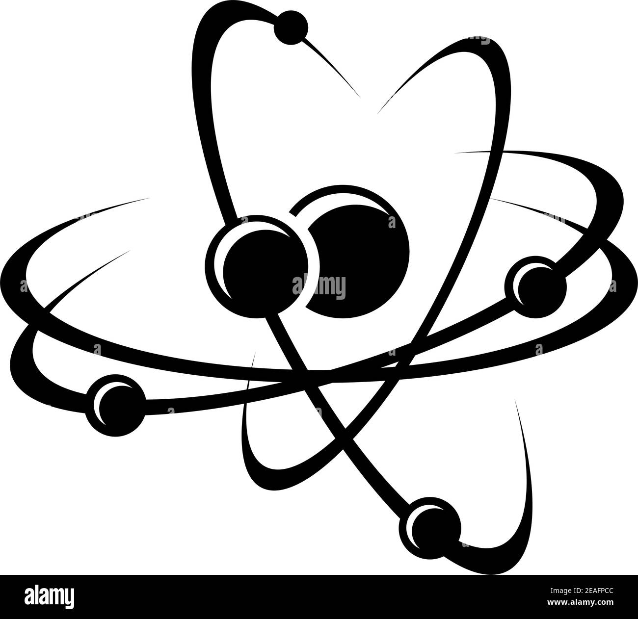 Black and white doodle sketch of planets orbiting around earth or atoms ...