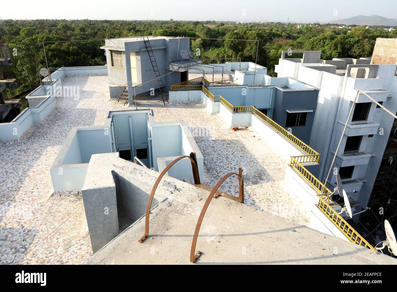 Terrace of a ready and completed construction of a apartment Stock ...