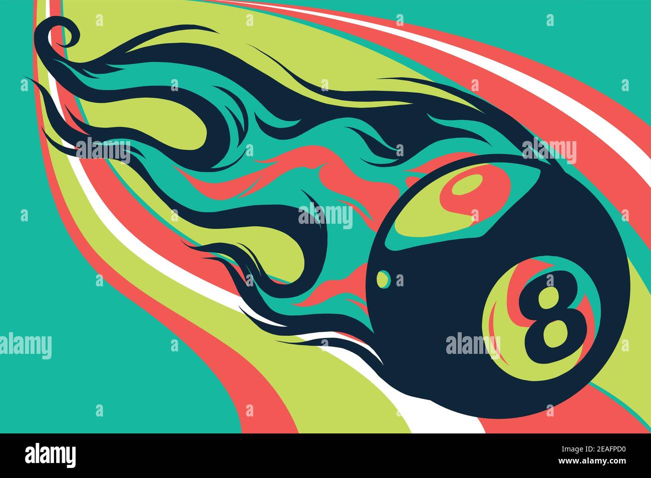 Vector illustration of a Eight billiard ball in fire Stock Vector Image ...