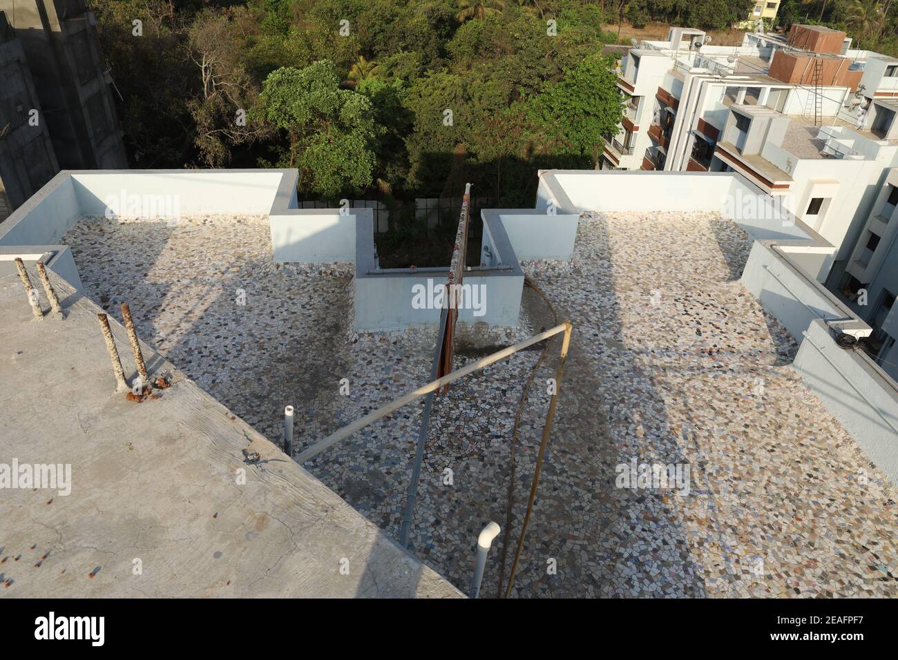 Terrace of a ready and completed construction of a apartment Stock ...