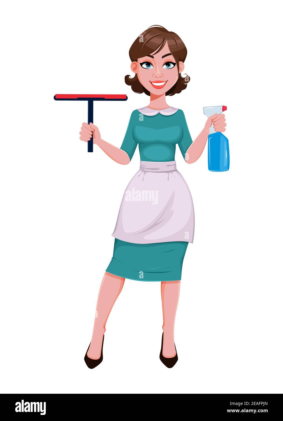 Young cheerful housekeeper, mother, beautiful successful woman ...