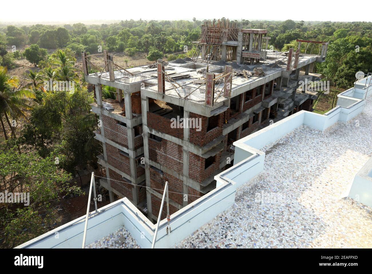 Terrace of a ready and completed construction of a apartment Stock ...