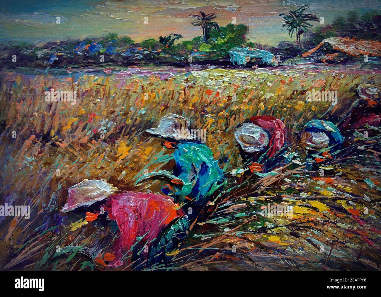 Art painting Oil color farmer , Harvest Rice , agriculturist , rural ...