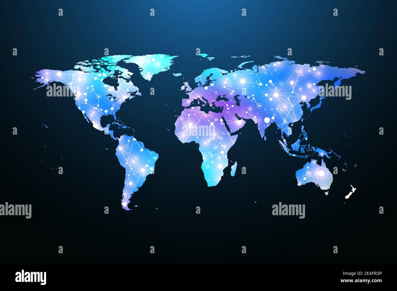 Map of the planet. Global social network. Floating blue plexus ...