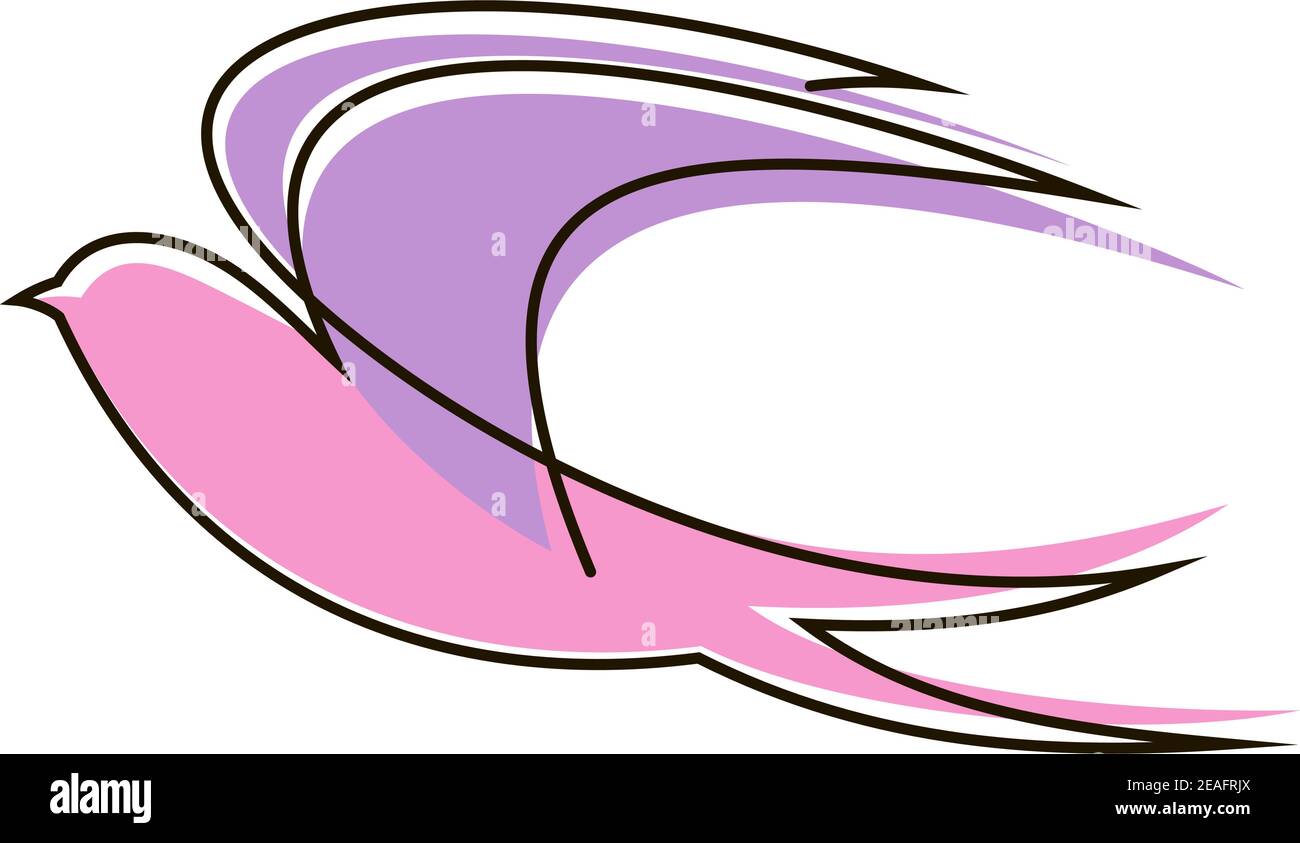 Cartoon illustration of a beautiful graceful flying swallow with ...