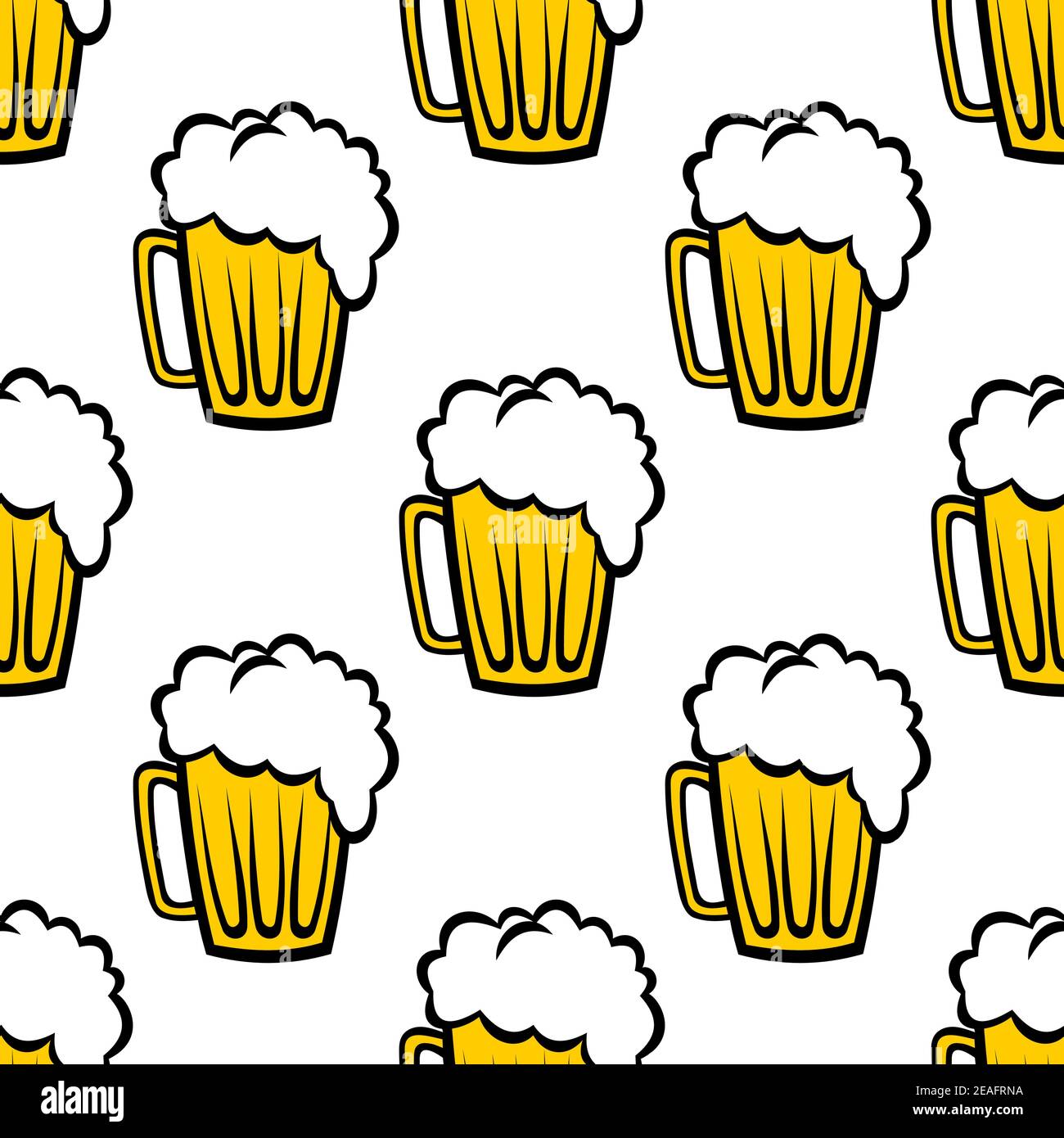 Seamless repeat pattern background of golden tankards of frothy beer or ...