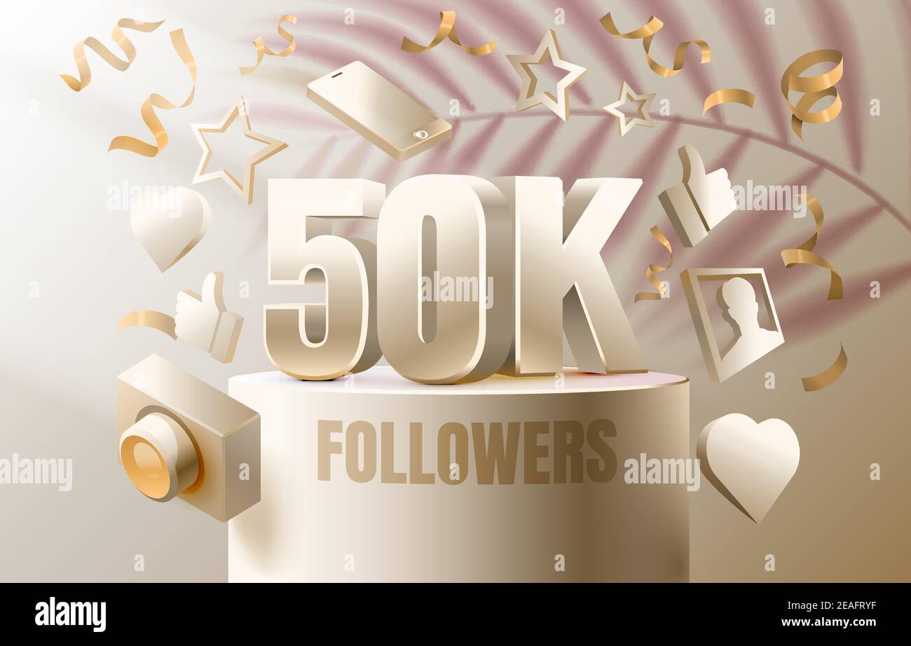 Thank you followers peoples, 50k online social group, happy banner ...