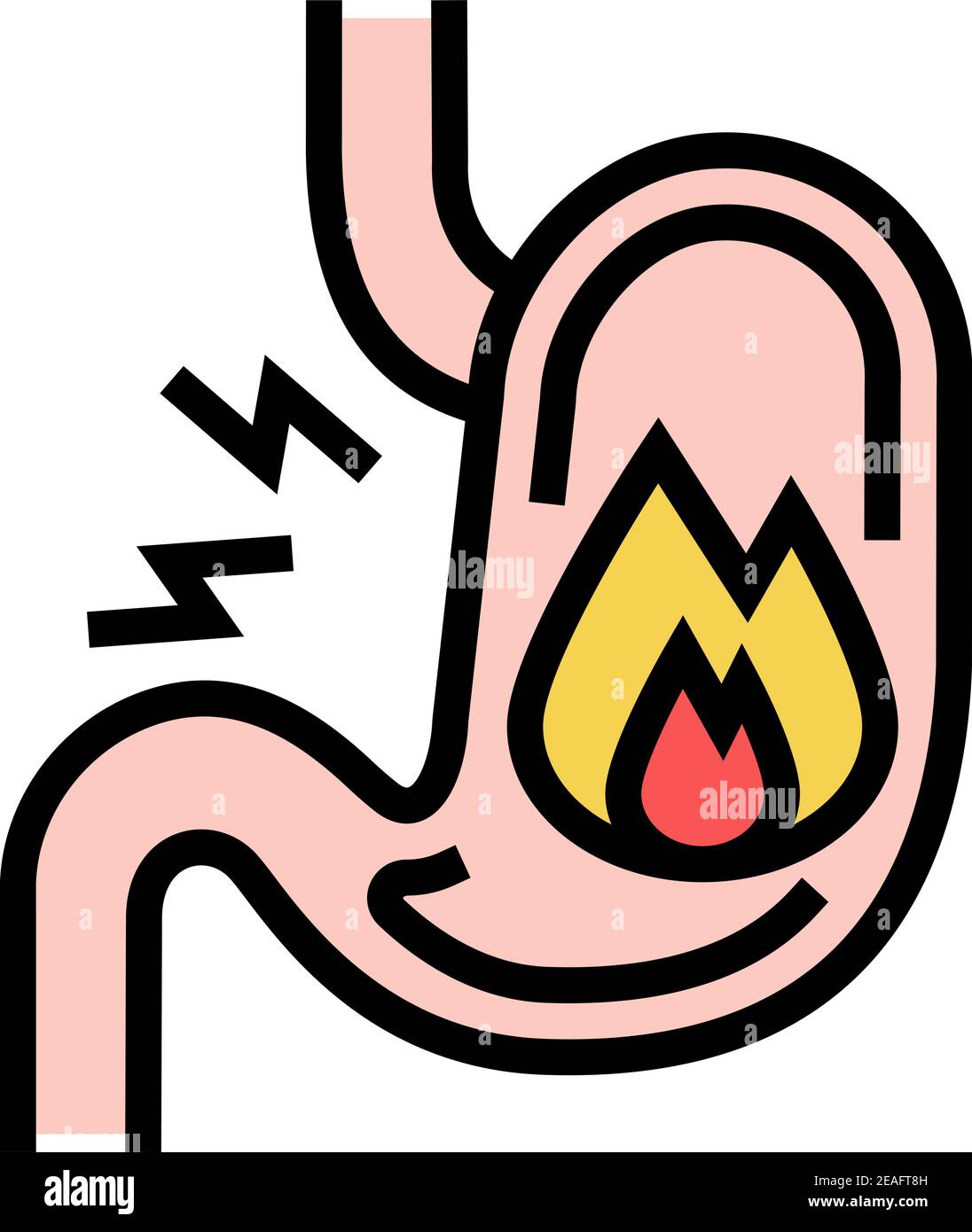 heartburn stomach color icon vector illustration Stock Vector Image ...