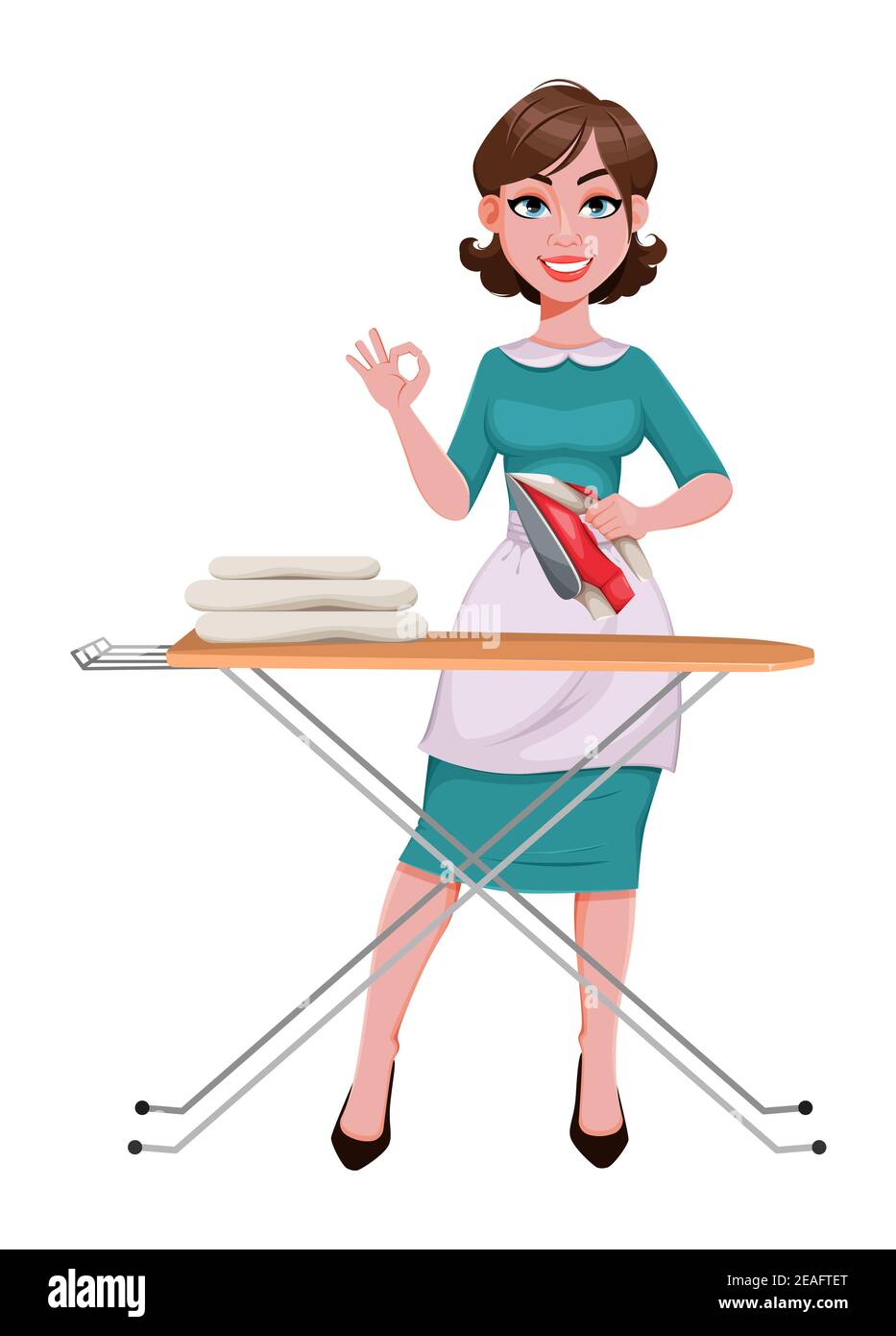 Ironing young woman Stock Vector Images - Alamy