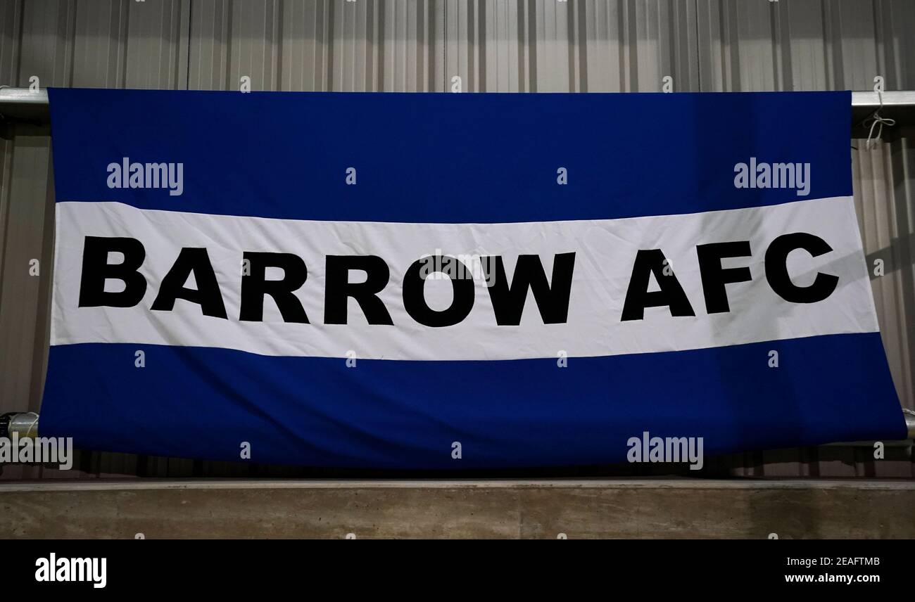 File photo dated 26-11-2020 of a Barrow flag in the stands. Issue date ...