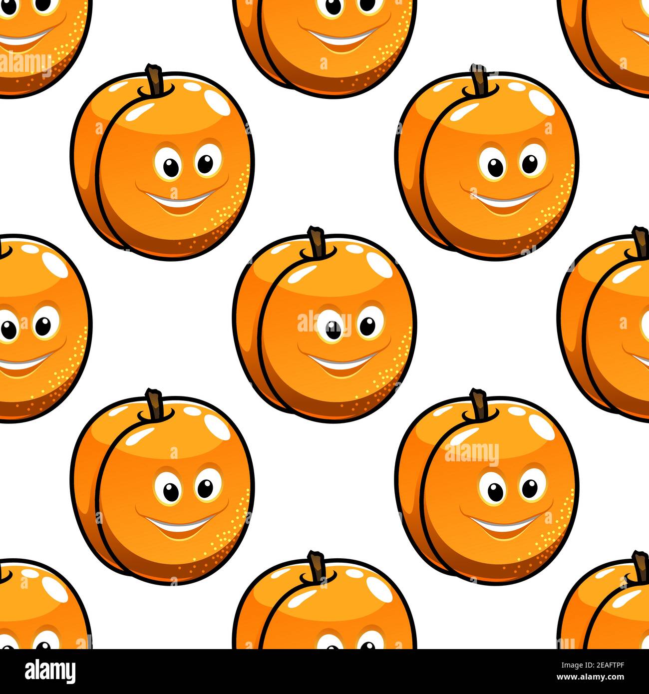 Repeat seamless pattern of golden apples with happy healthy smiling ...
