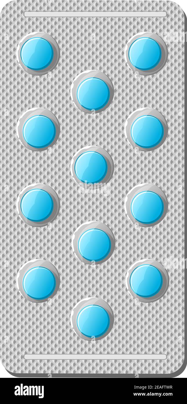 Realistic vector illustration of a blue pills pack isolated on white ...