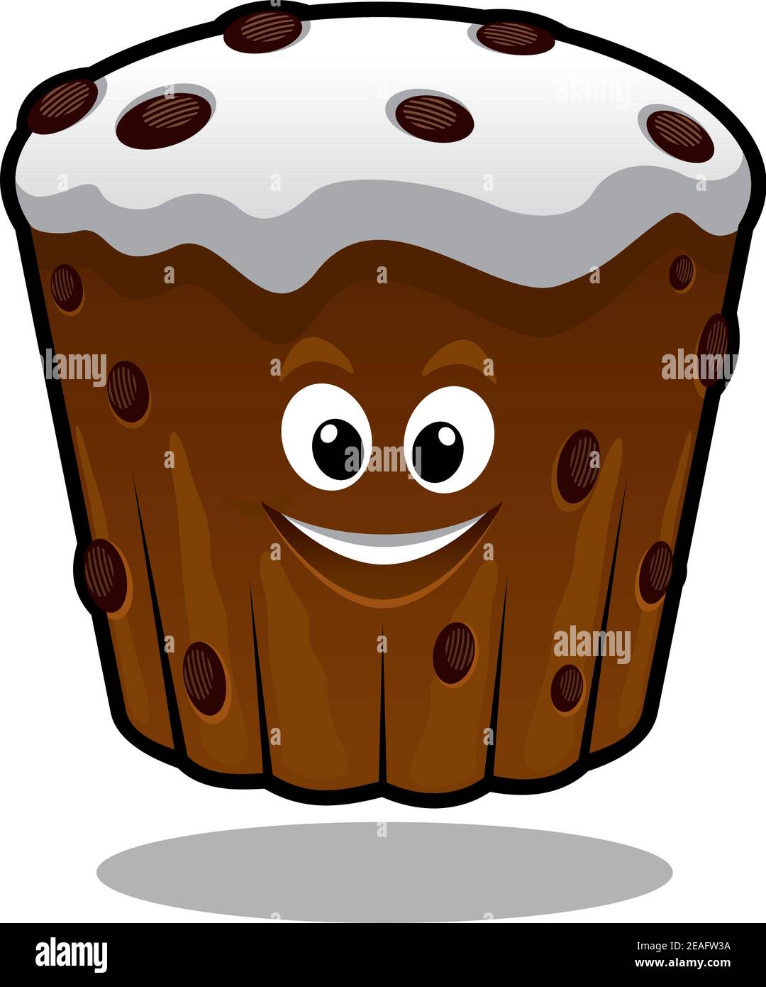 Funny smiling cartoon cupcake for holiday food design Stock Vector ...