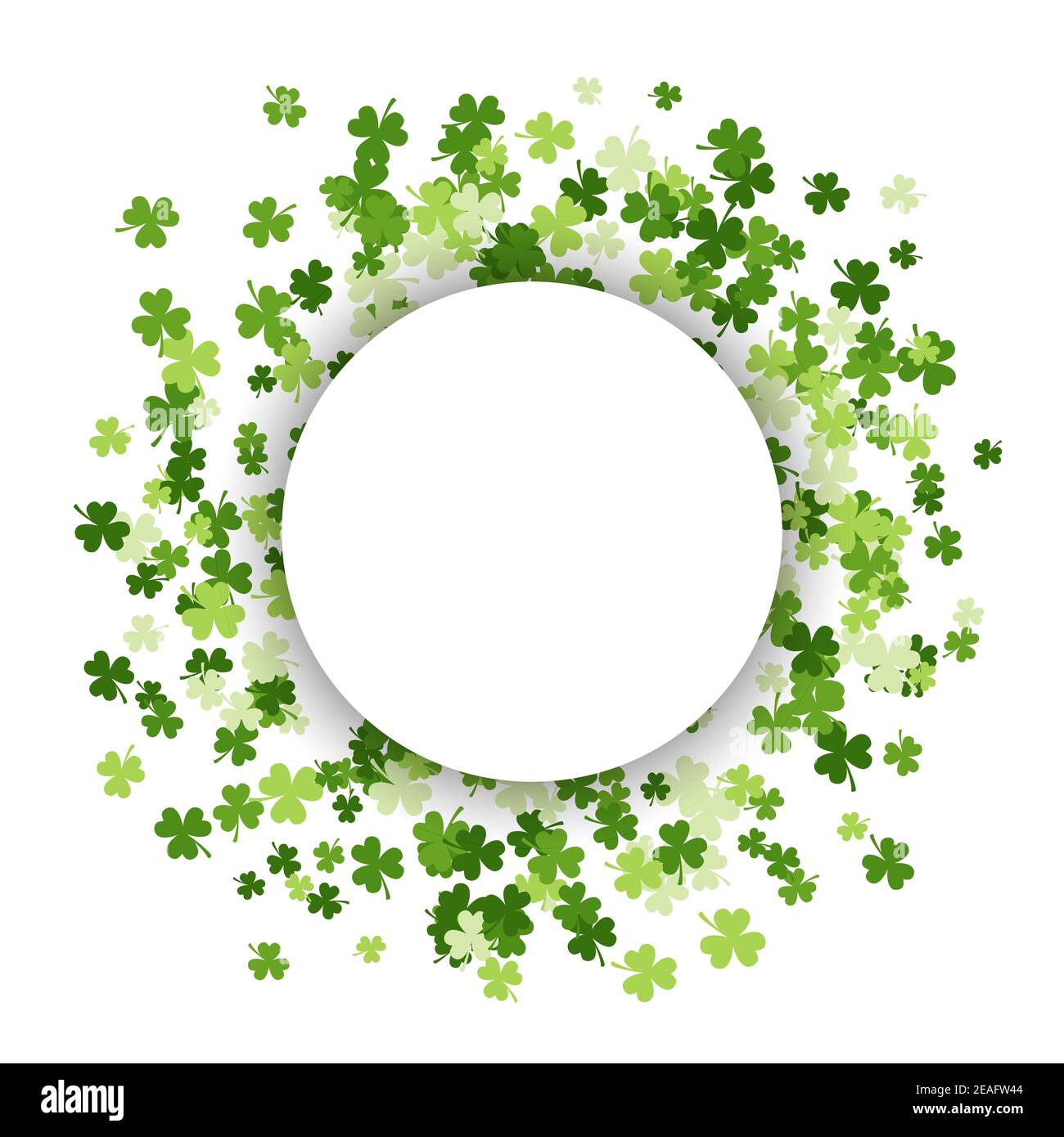Happy Saint Patrick's day pattern. Circle made of trefoil clover with ...