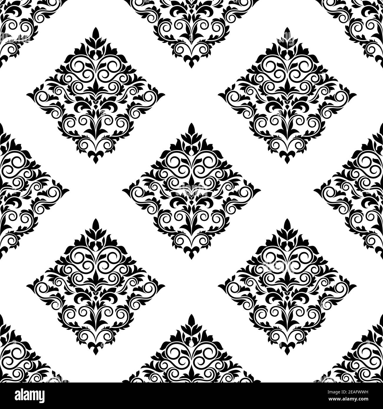 Geometric arabesque seamless black and white silhouette pattern with ...