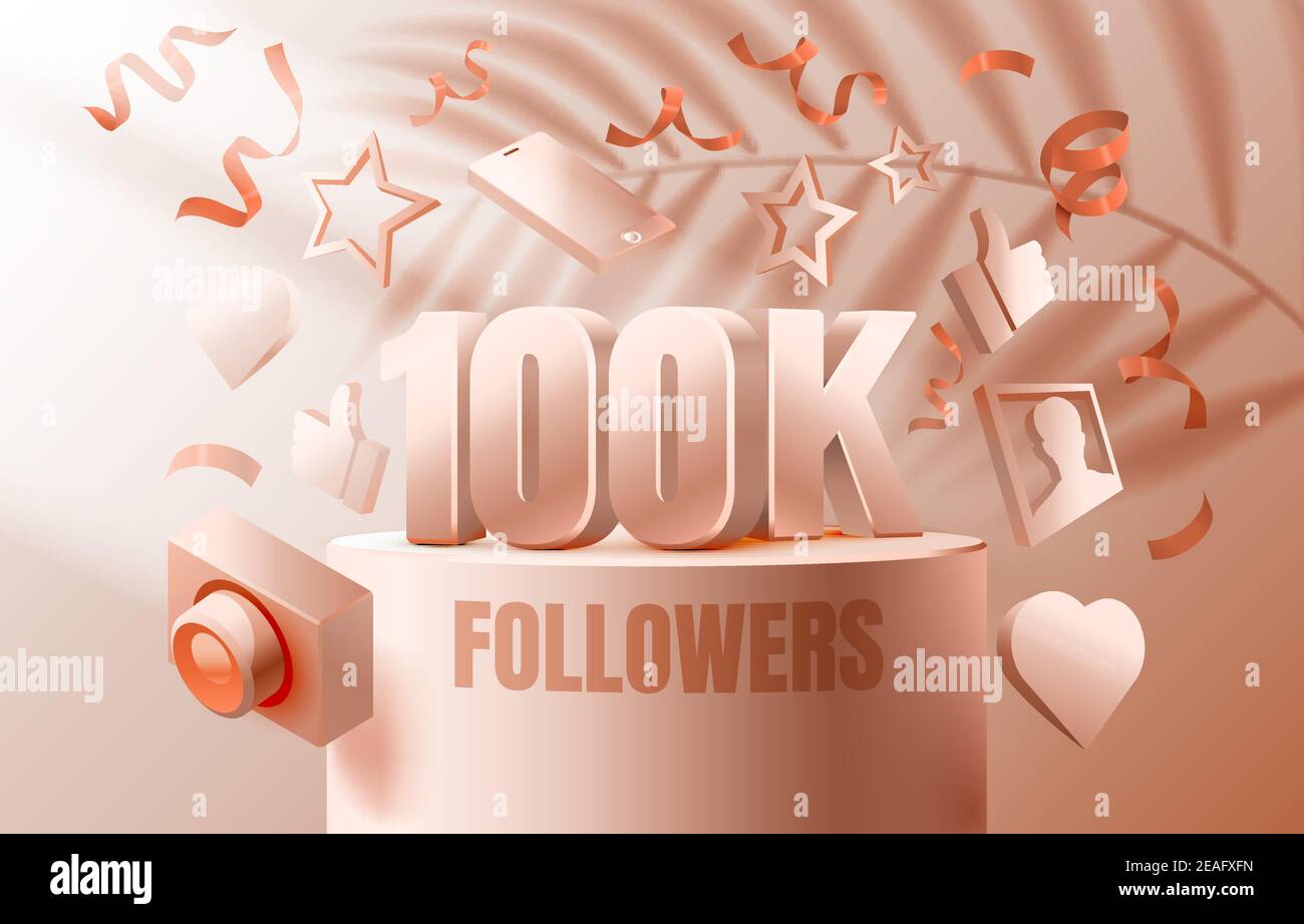 Thank you followers peoples, 100k online social group, happy banner ...