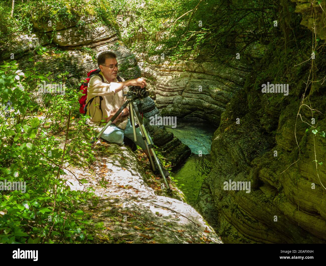 The Gorges of the Garrafo, with its steep walls and the rushing stream ...