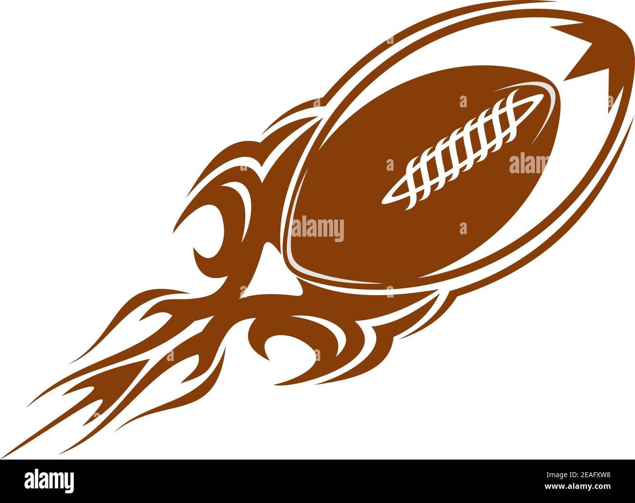 Stylized icon depicting a rugby ball, speeding through the air so fast ...