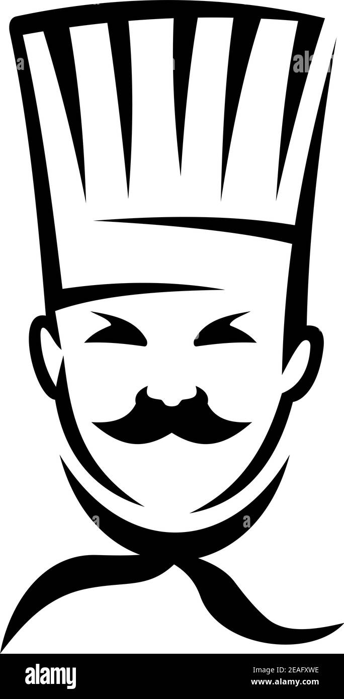 German cuisine chef with a hat and mustache in black and white Stock ...