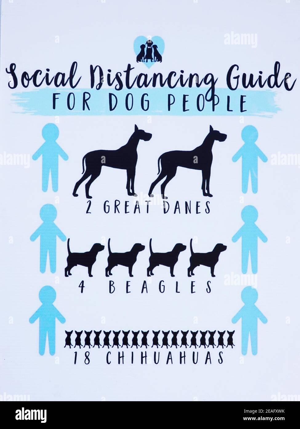 social distancing guide for dog people funny sign in Maine Stock Photo ...
