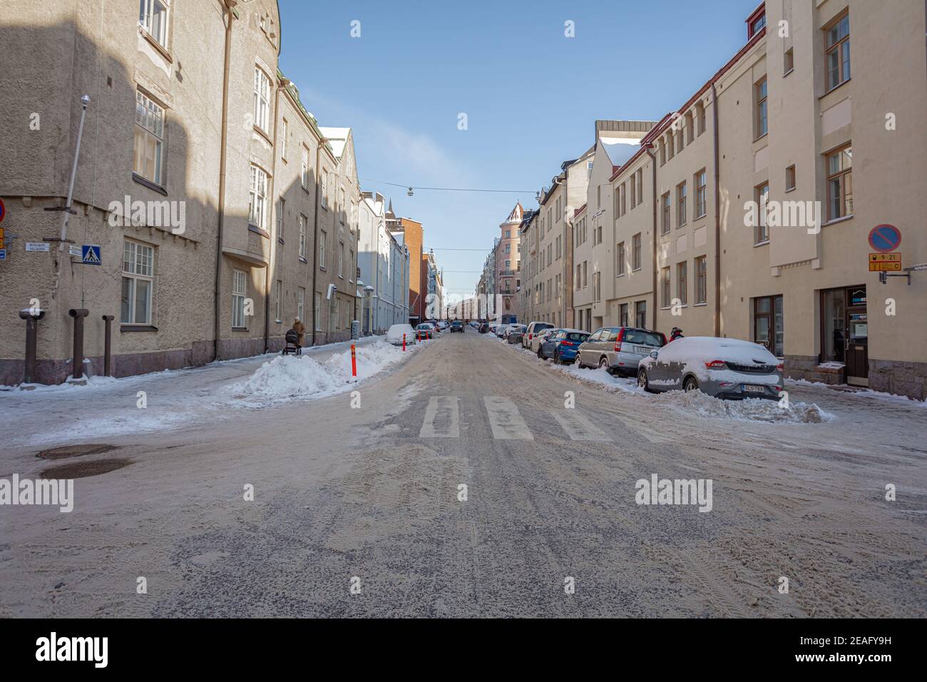 Helsinki, Finland January 4, 2021 Ulyanin, Streets, historic buildings ...