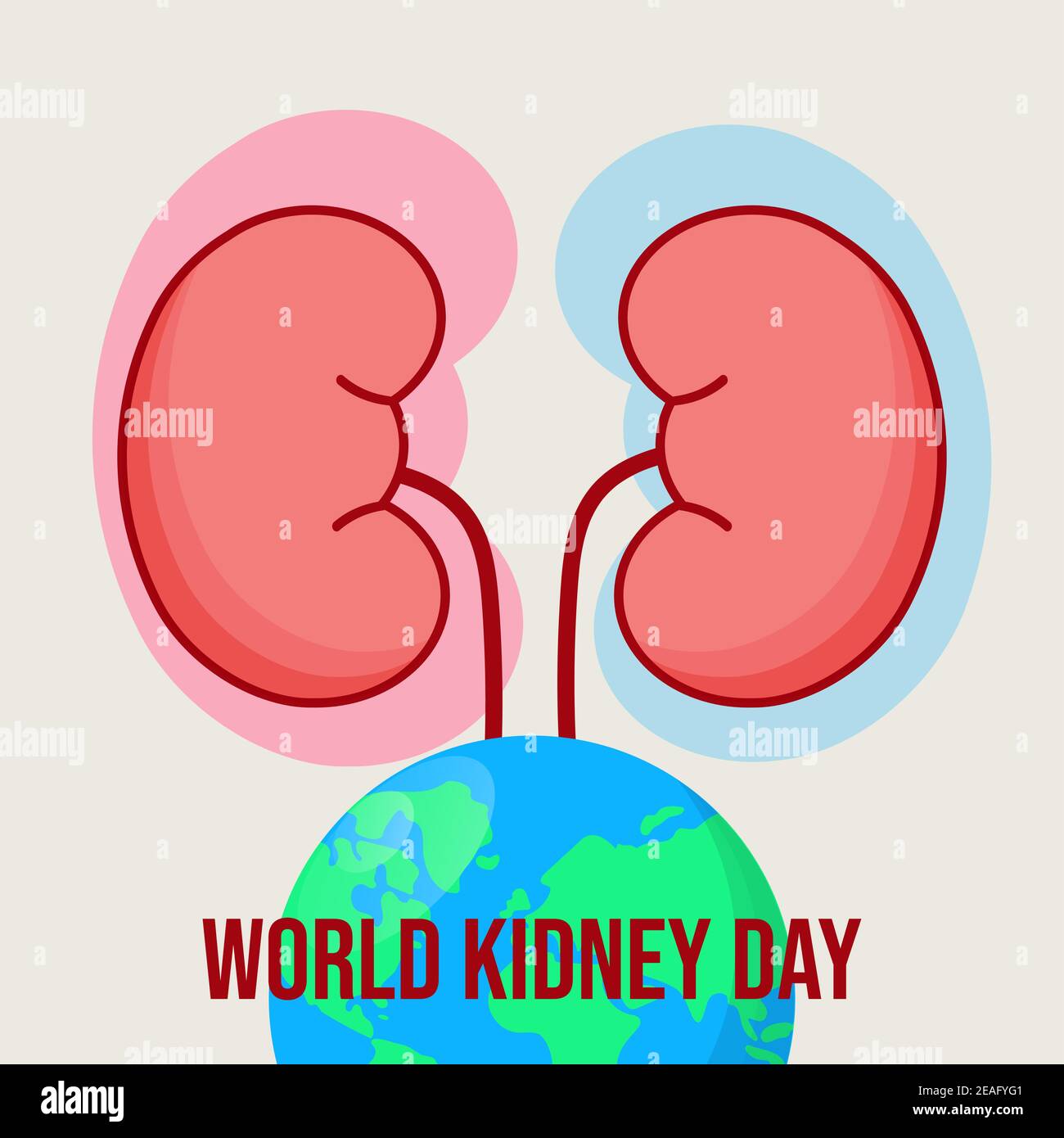 World Kidney Day. Vector Illustration of Cartoon Kidney and Earth ...