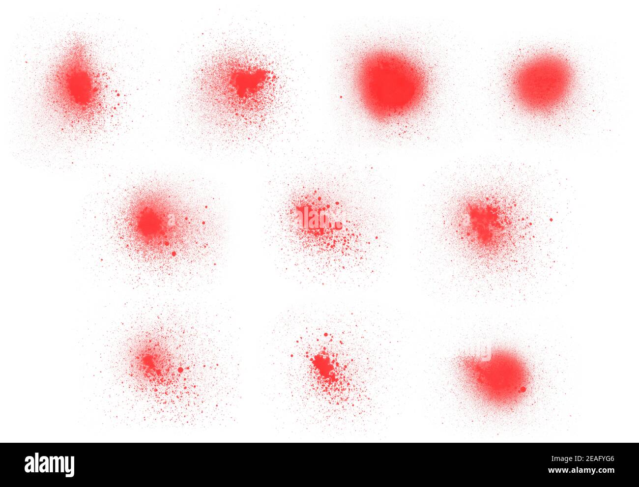 Abstract set of red spray and splash paint brushes for painting Stock ...