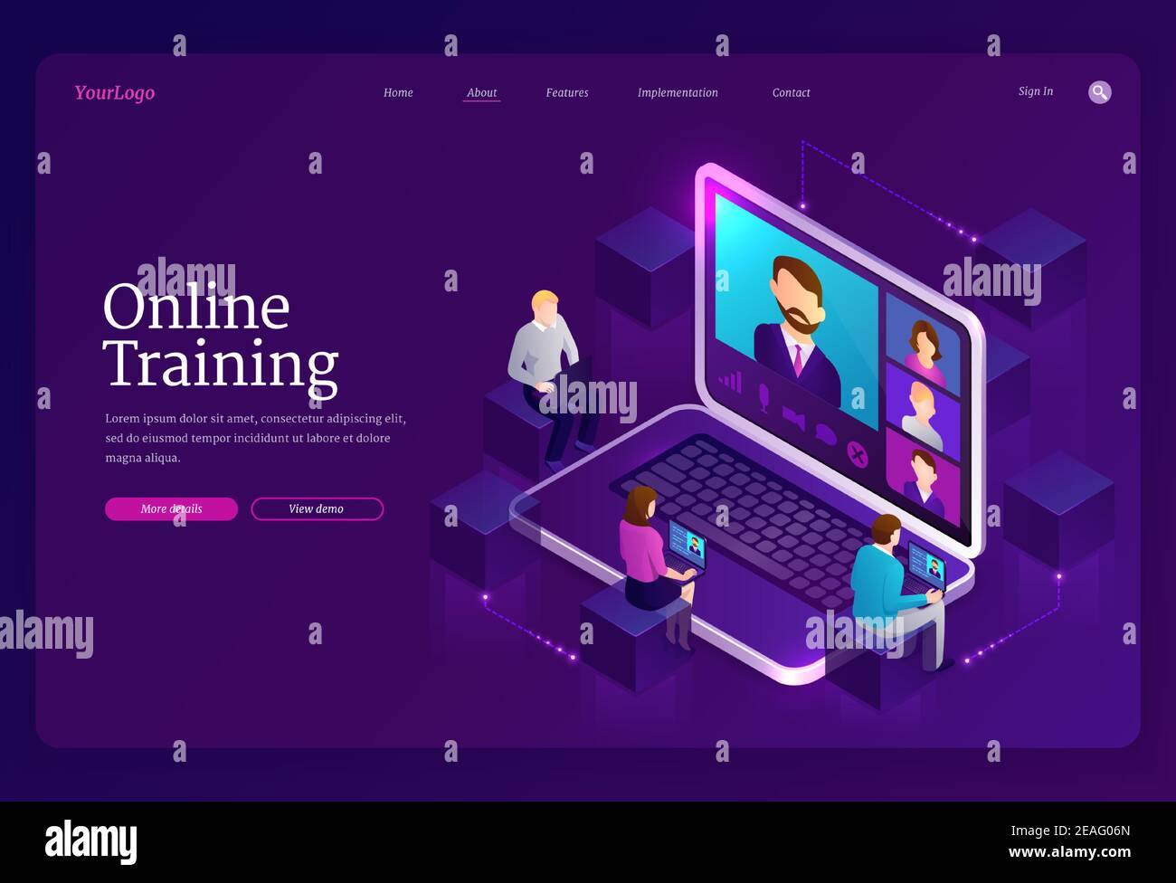 Online training banner. Digital service for internet education ...