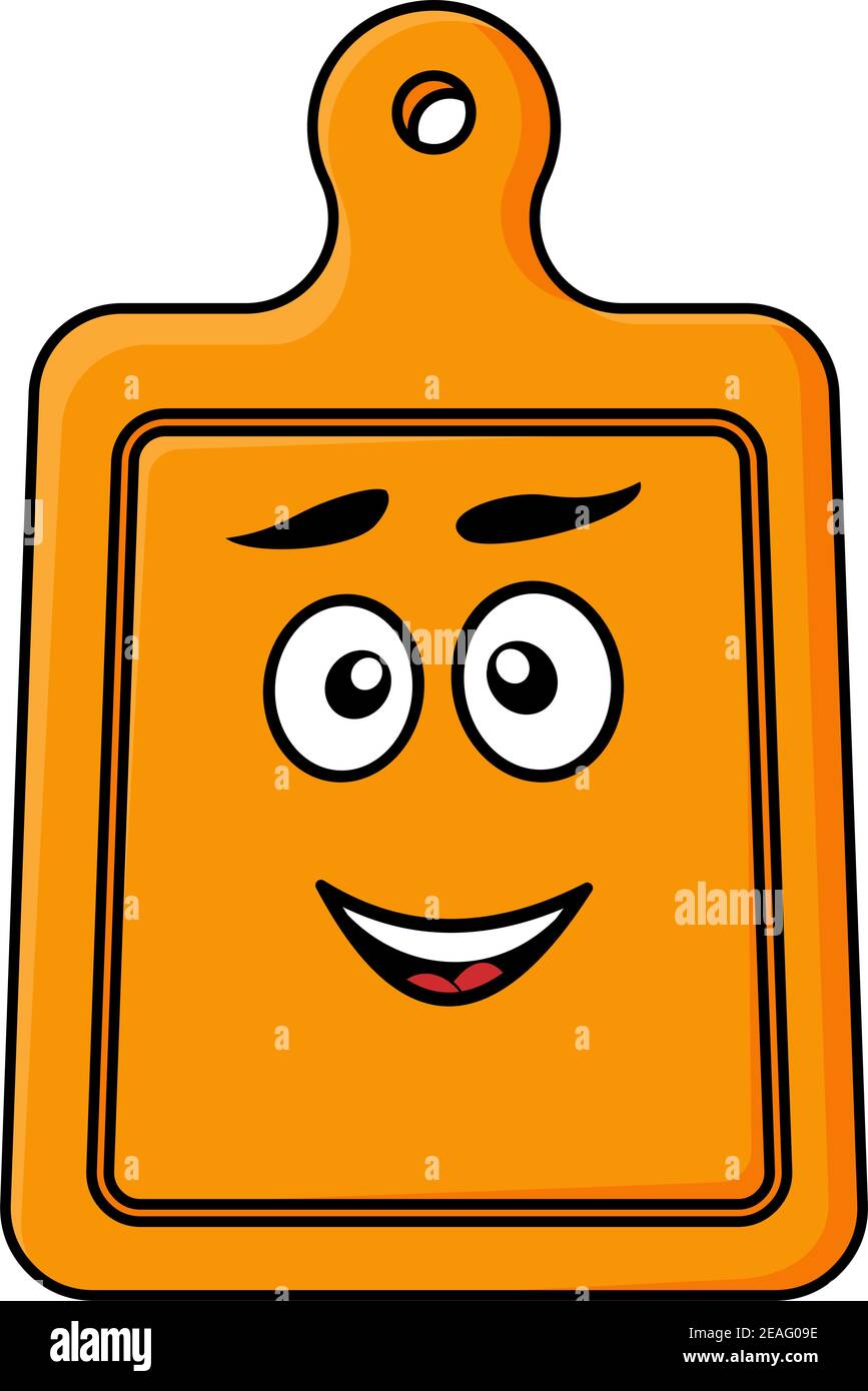 Cartoon vector illustration of a happy smiling wooden kitchen chopping ...