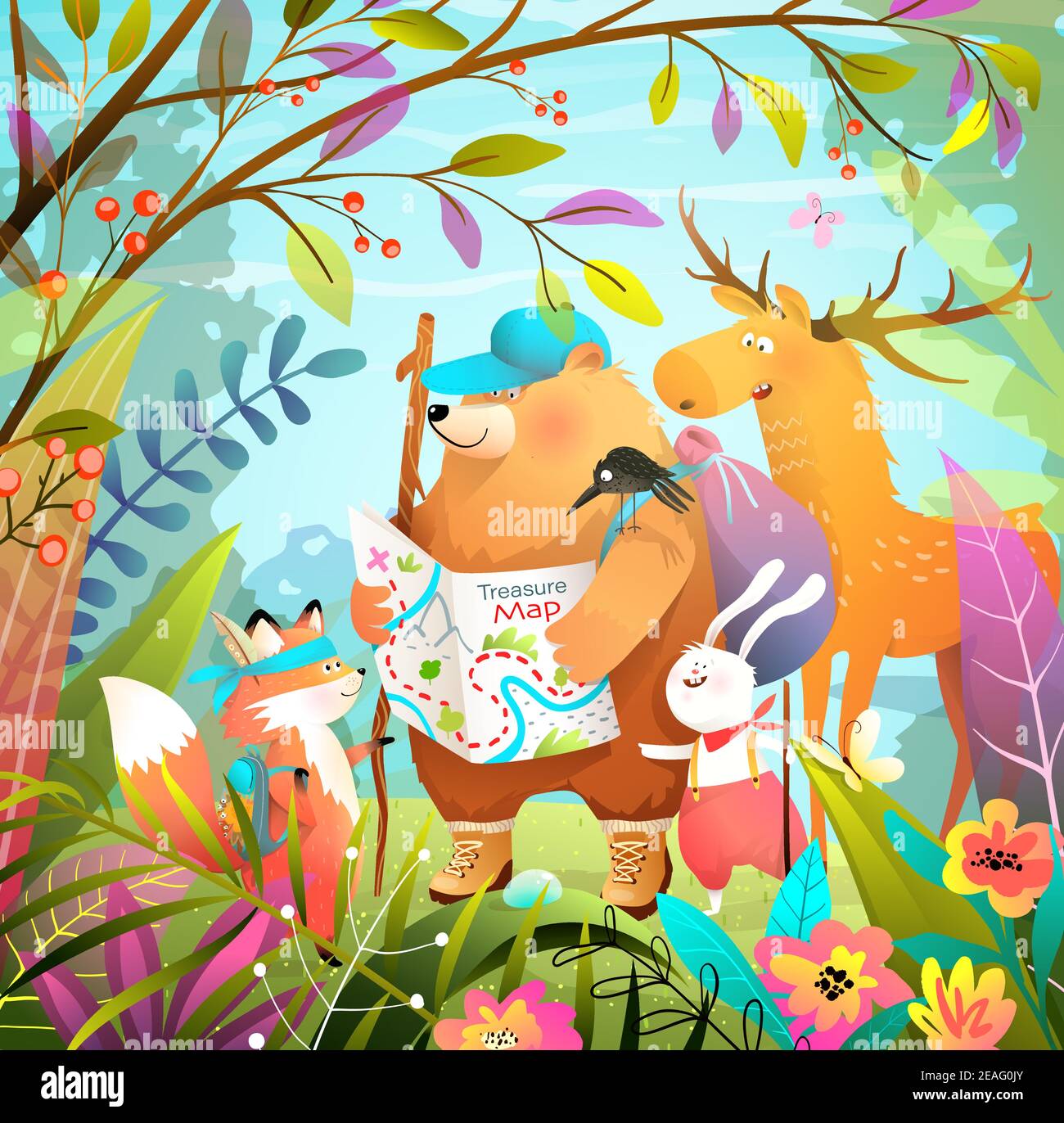 Watercolor forest animals Stock Vector Images - Alamy