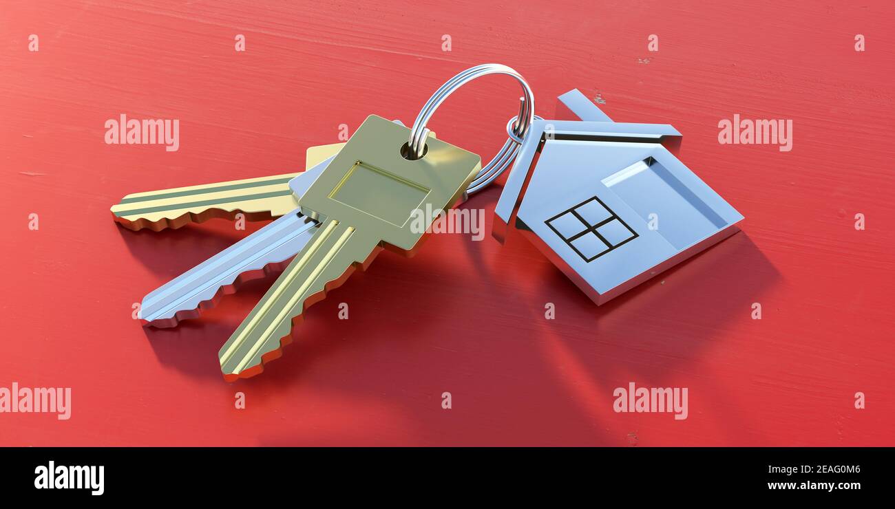 House keys, Home, real estate, apartment concept. Golden, silver keys ...