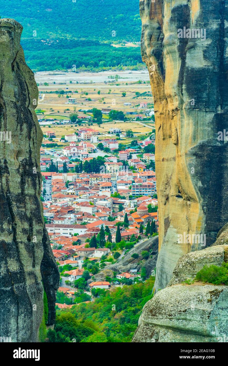 Aerial view of Kalambaka village in Greece Stock Photo - Alamy