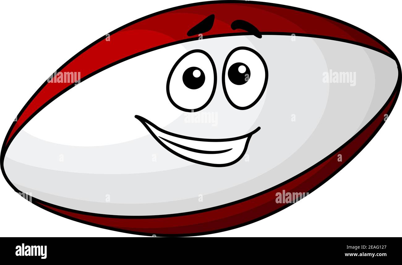 Cartoon rugby ball with funny smile for sports mascot design Stock ...