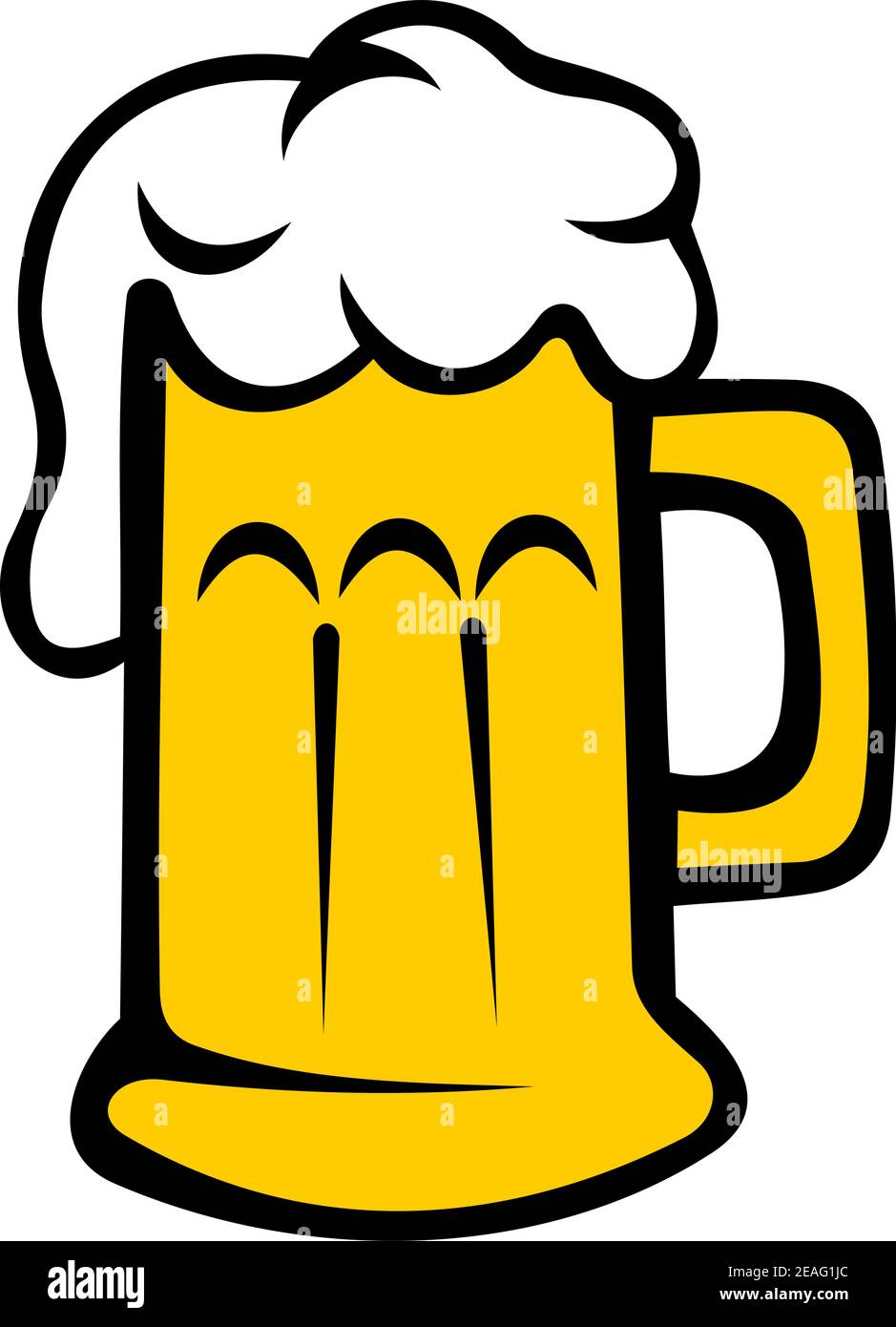 Vector cartoon illustration depicting a frothy tankard of beer or lager ...