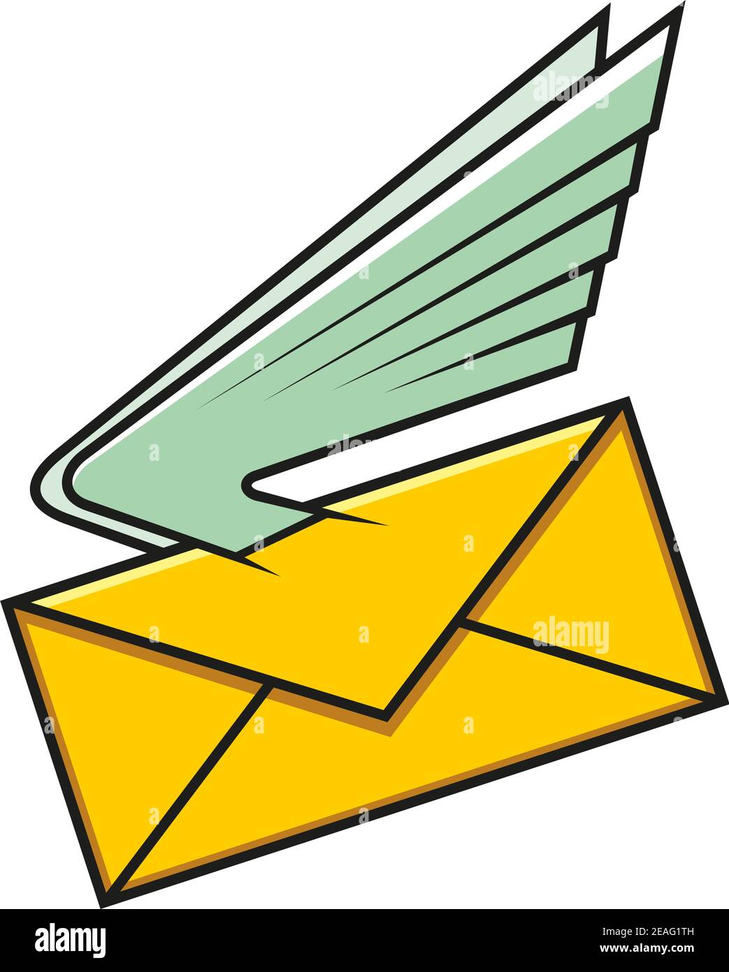 Yellow envelope with wings, symbol of communication, electronic mail or ...