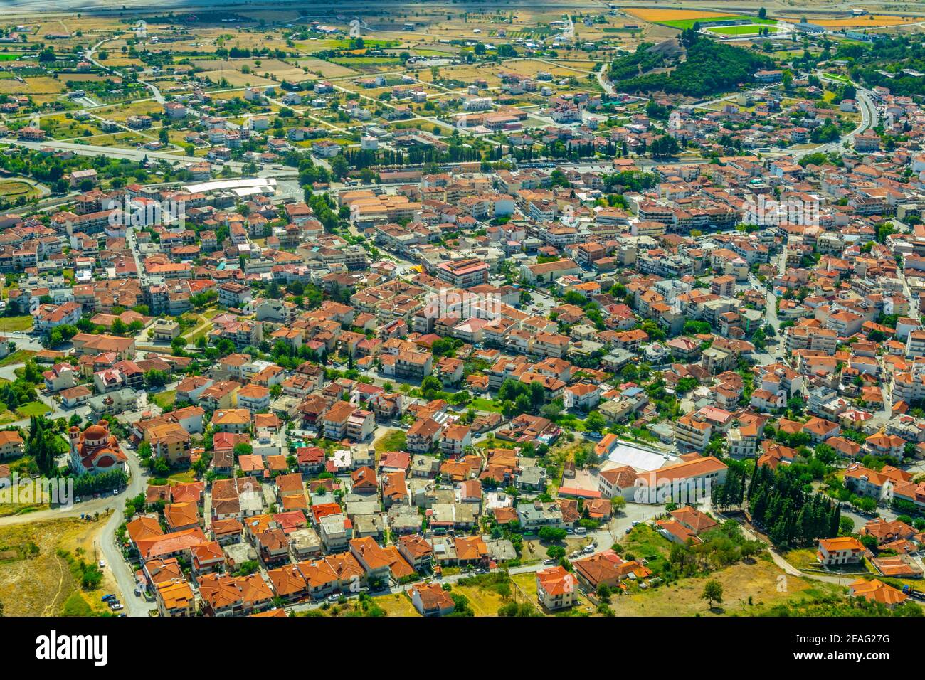 Aerial view of Kalambaka village in Greece Stock Photo - Alamy
