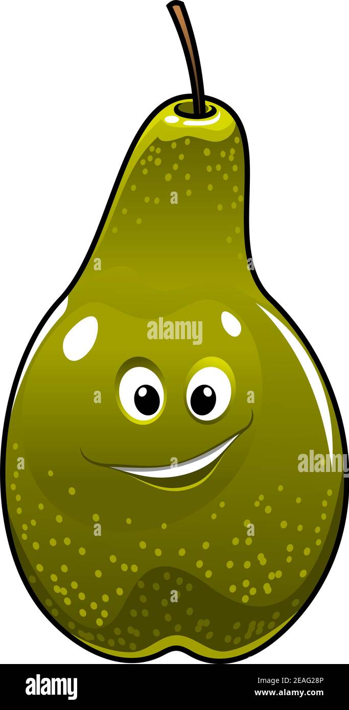Cartoon happy fresh green smiling pear for a delicious healthy snack ...