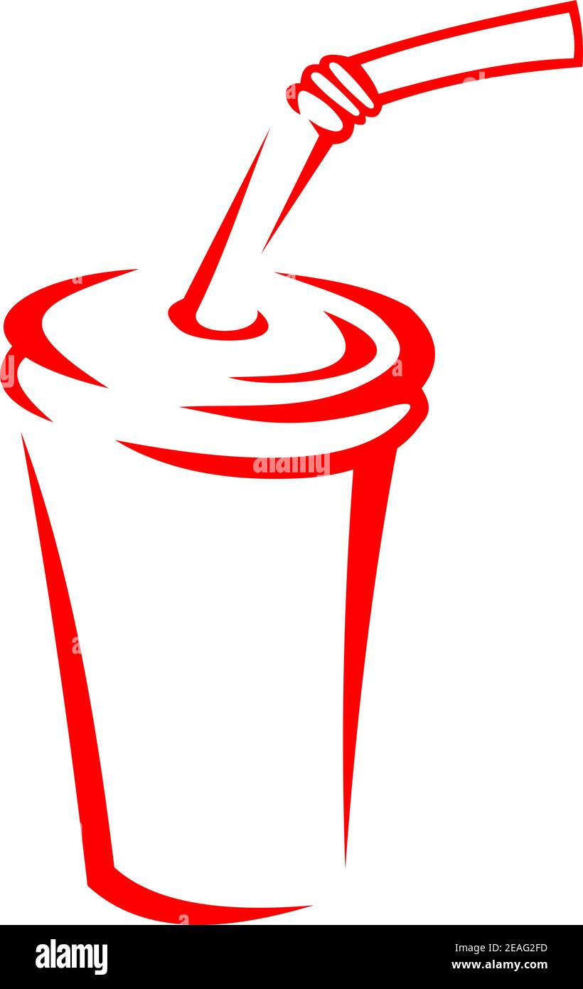 Vector cartoon illustration of a fastfood or takeaway soda drink in a ...