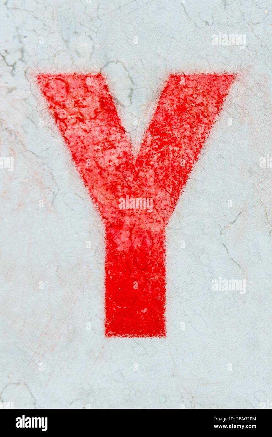 Signal red letter Y on white background Stock Photo - Alamy
