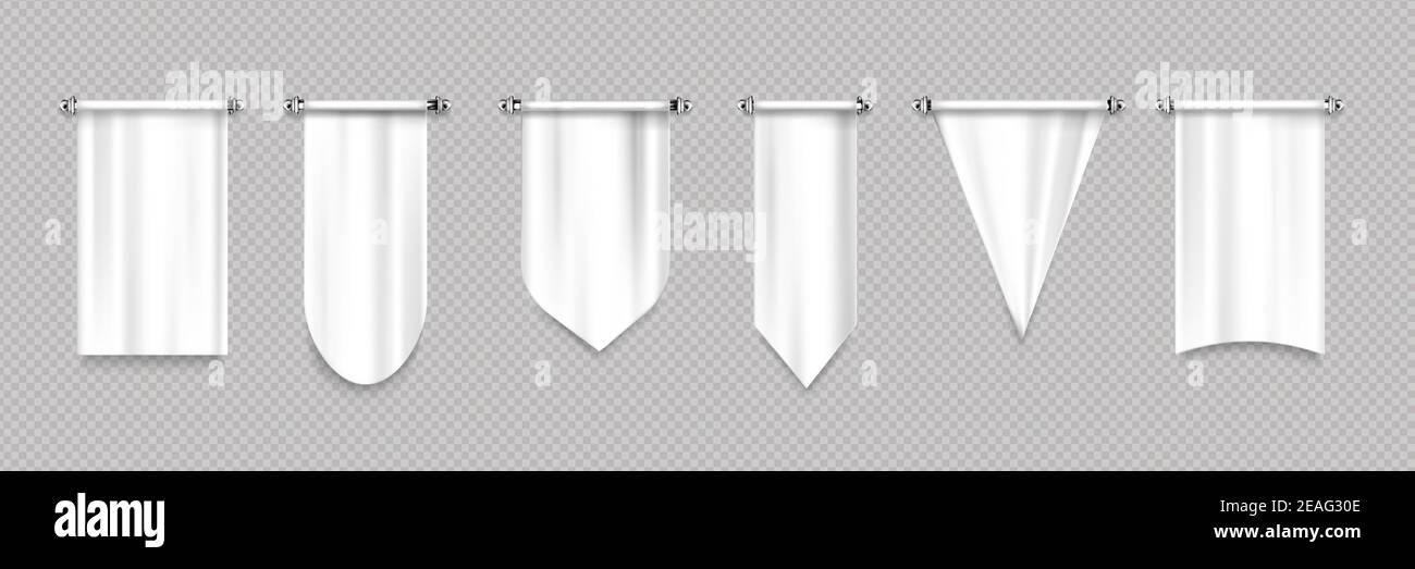 White pennant flags different shapes, canvas pendants for sport teams ...