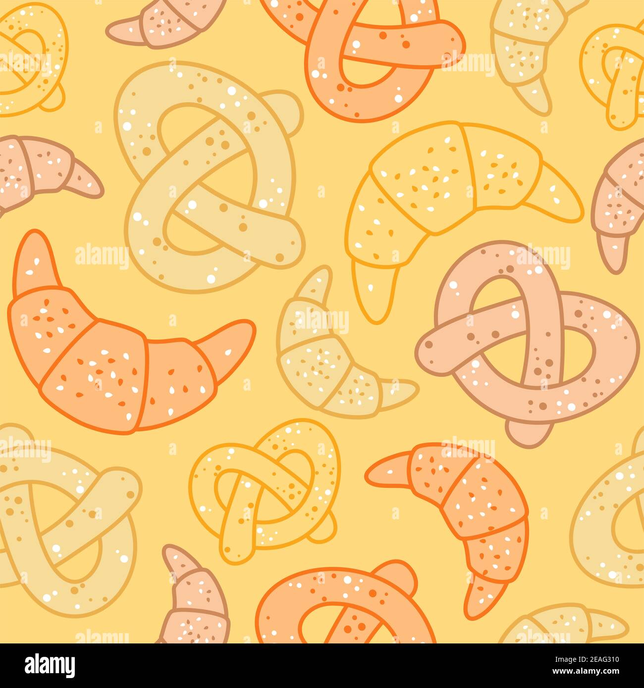 Bakery seamless background pattern in pastel colours of croissants and ...