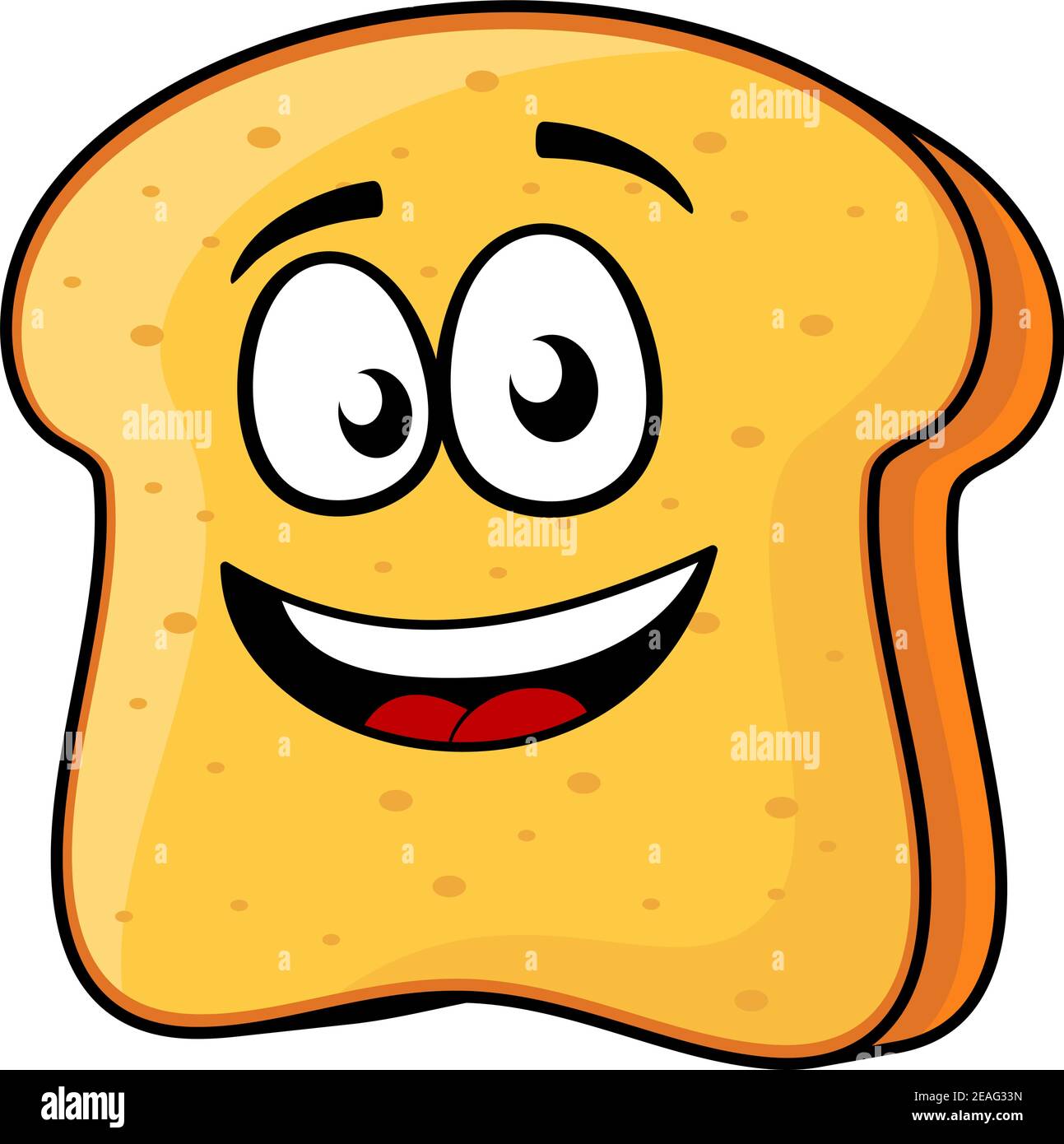 Vector cartoon illustration of a happy slice of bread or toast with a ...