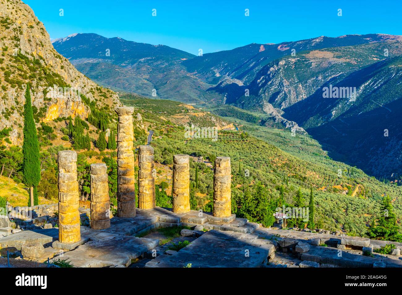 Ruins of temple of Apollo at ancient Delphi, Greece Stock Photo - Alamy
