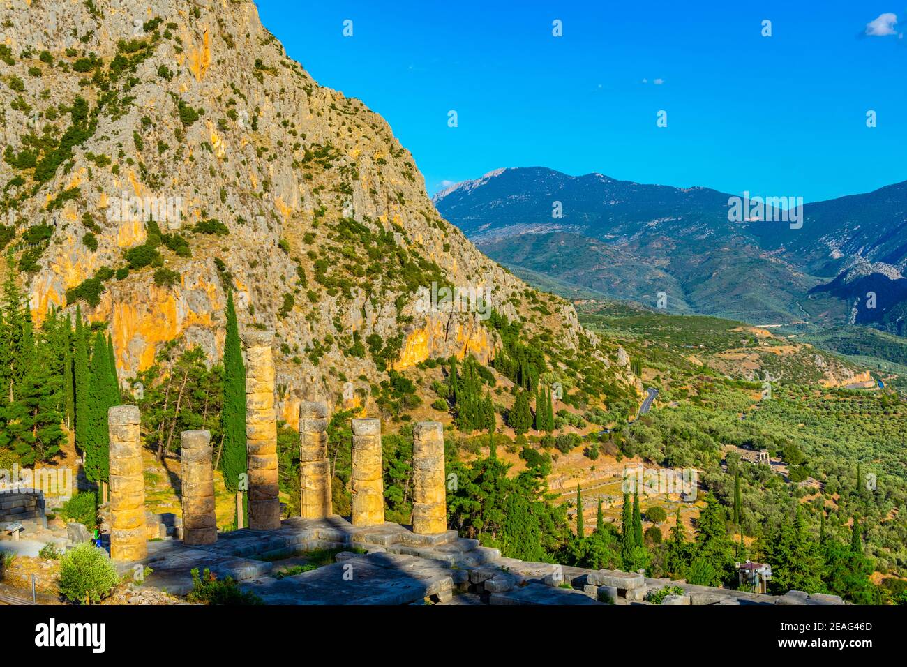 Ruins of temple of Apollo at ancient Delphi, Greece Stock Photo - Alamy